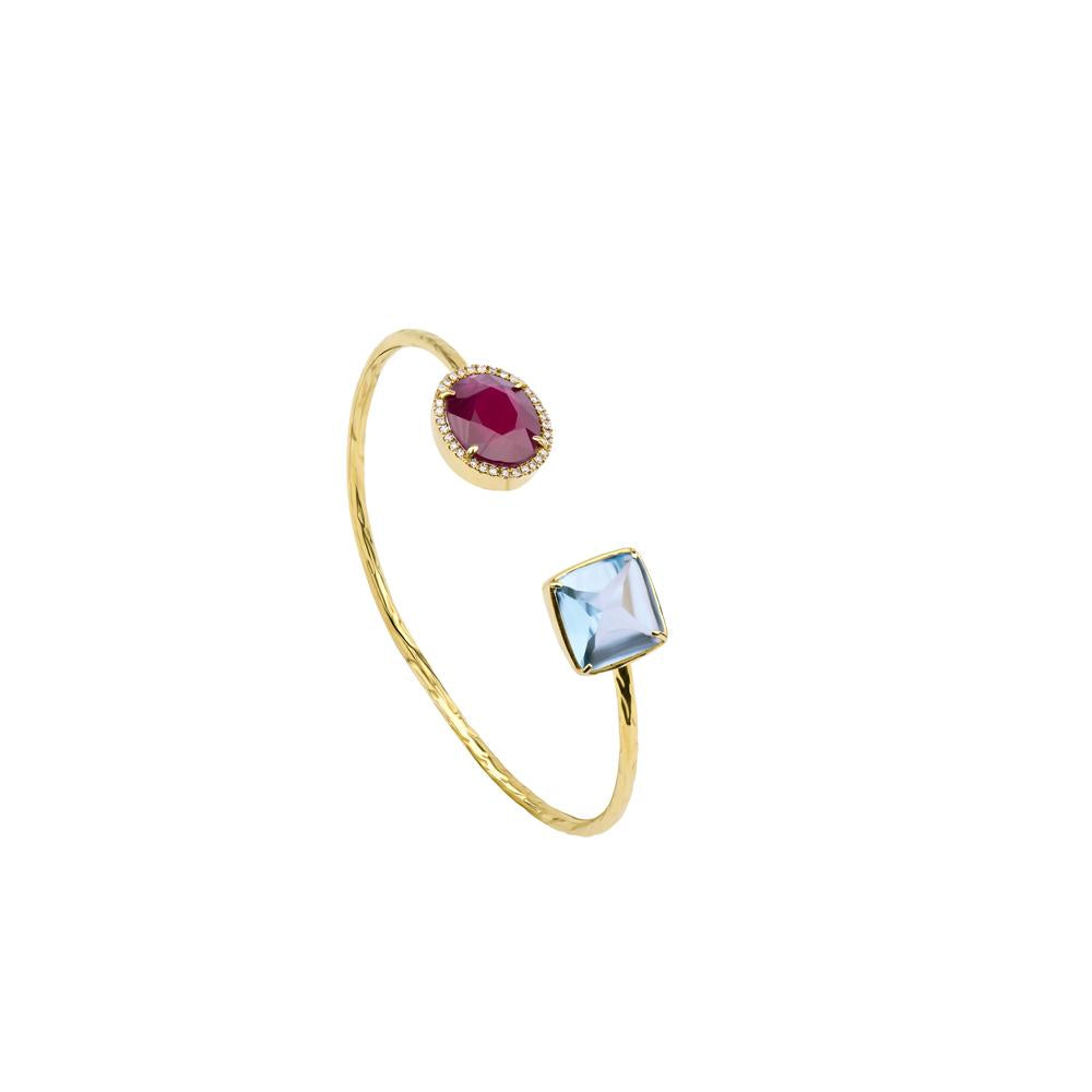 Ruby & Blue Topaz Bangle – Dima Jewellery