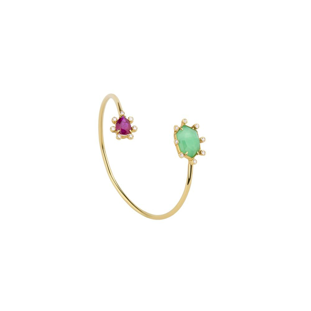 Chrysoprase & Ruby Open Bangle – Dima Jewellery
