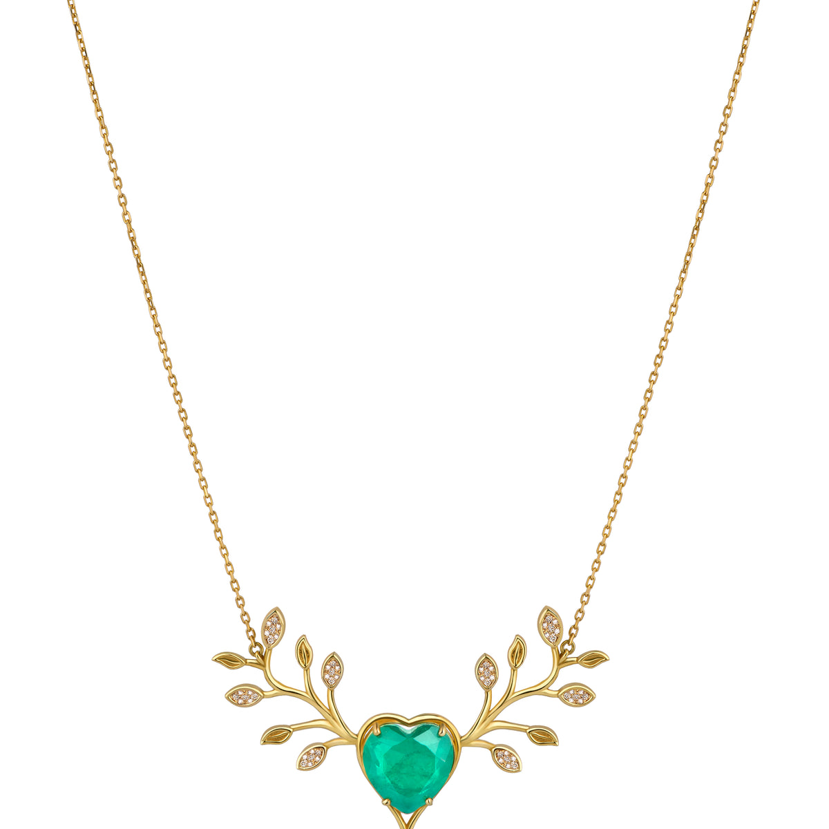 Emerald Heart-Cut Olive Tree Wings Necklace – Dima Jewellery